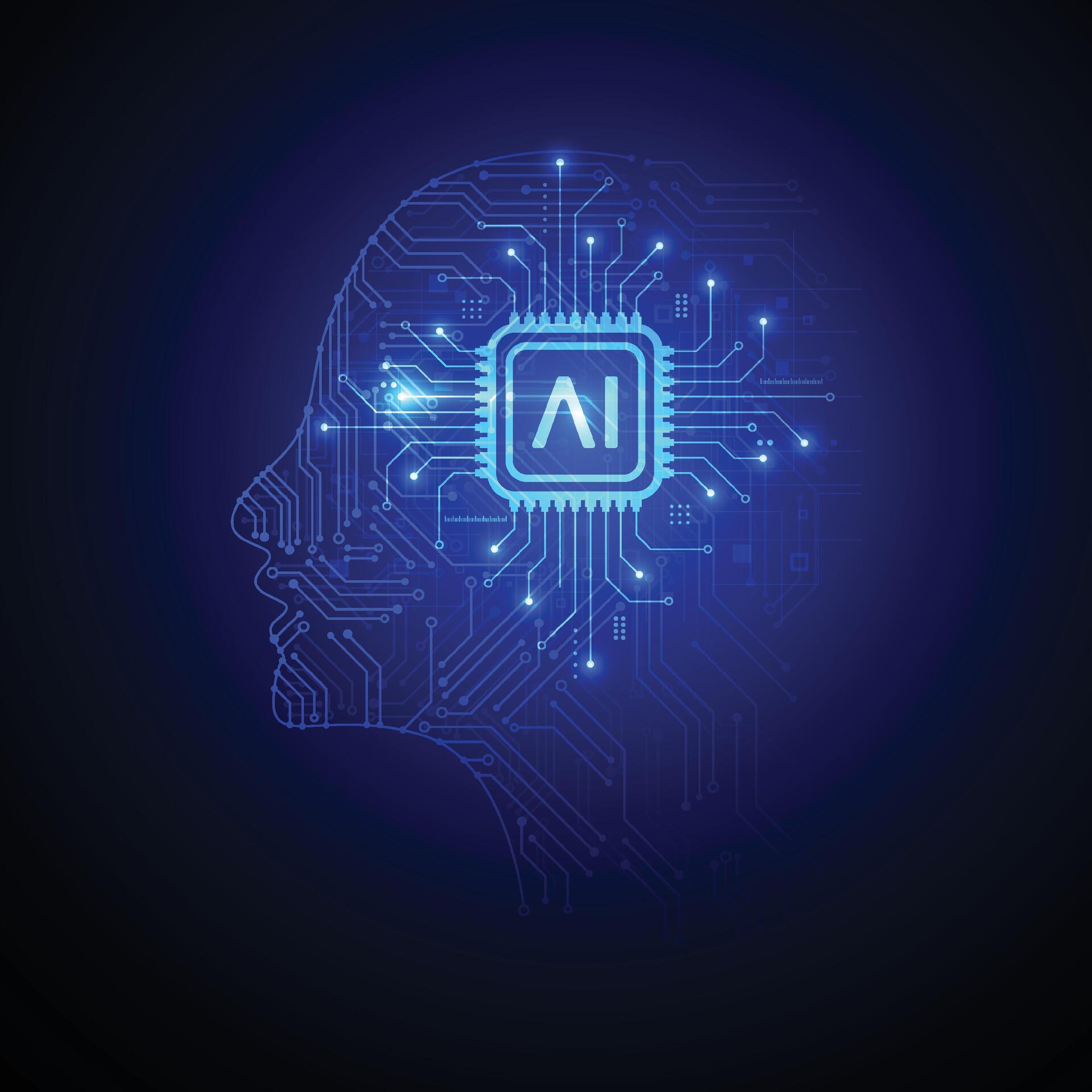 Artificial intelligence circuit line style. Machine learning design ...
