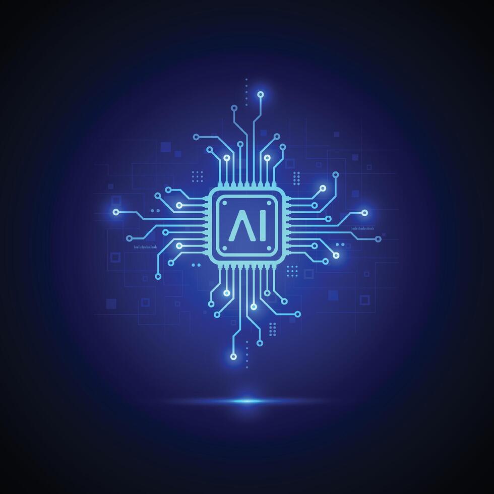 Artificial intelligence circuit line style. Machine learning design ...