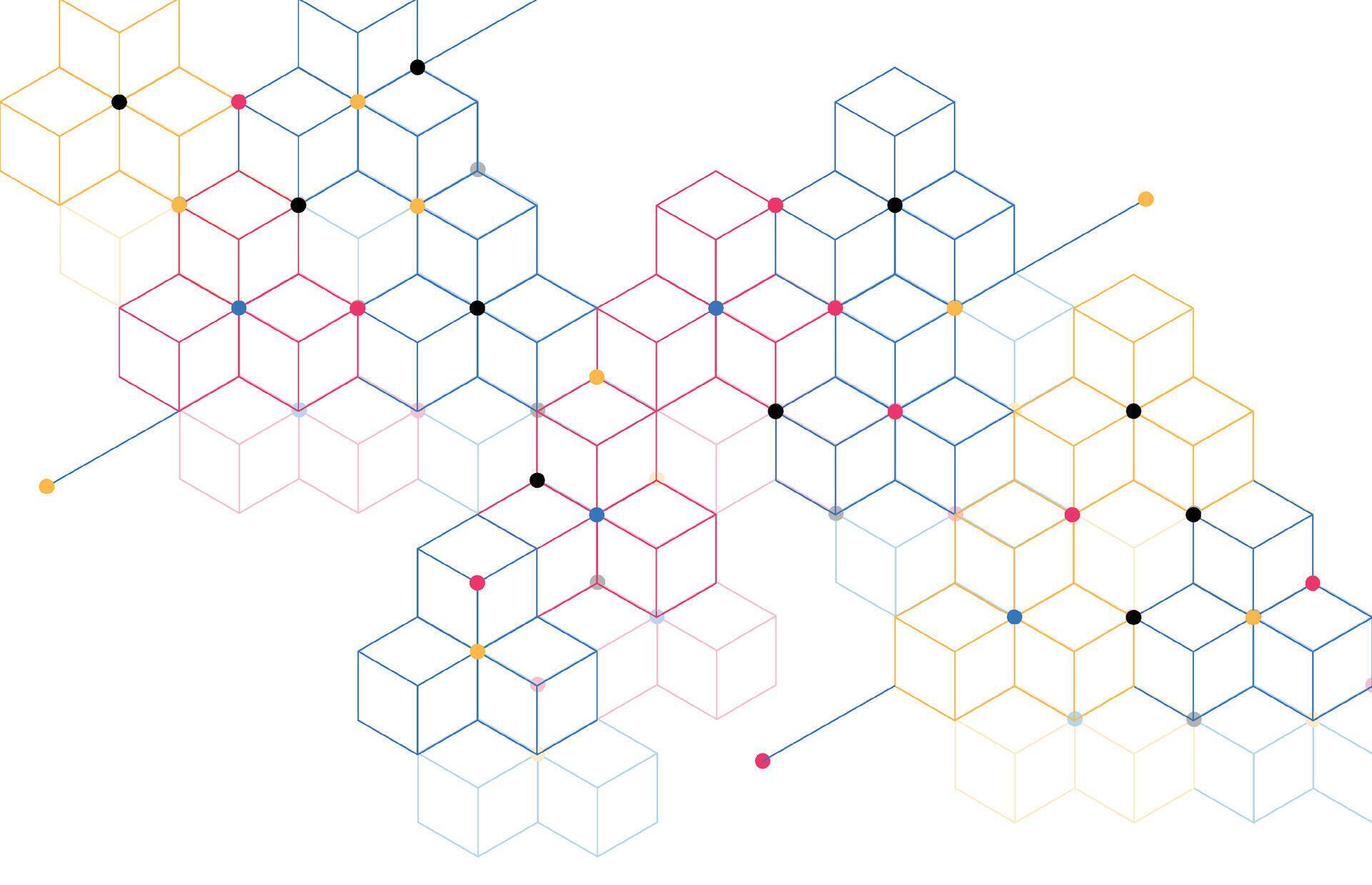 Abstract Geometric Boxes Pattern Dot Line Connection Background Modern