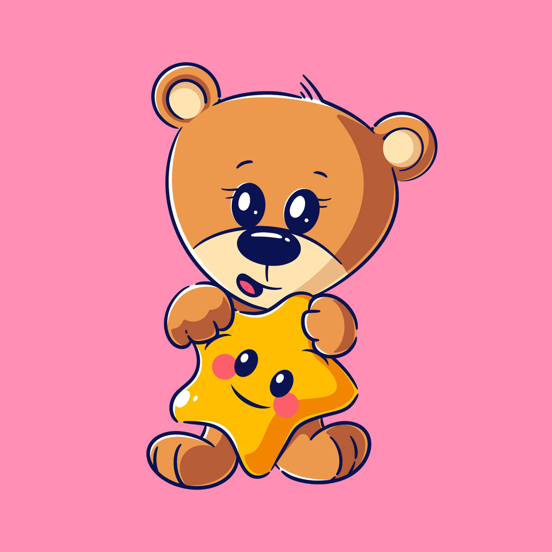 Cute Bear Hugging A Star Vector Illustration 39399880 Vector Art At Vecteezy