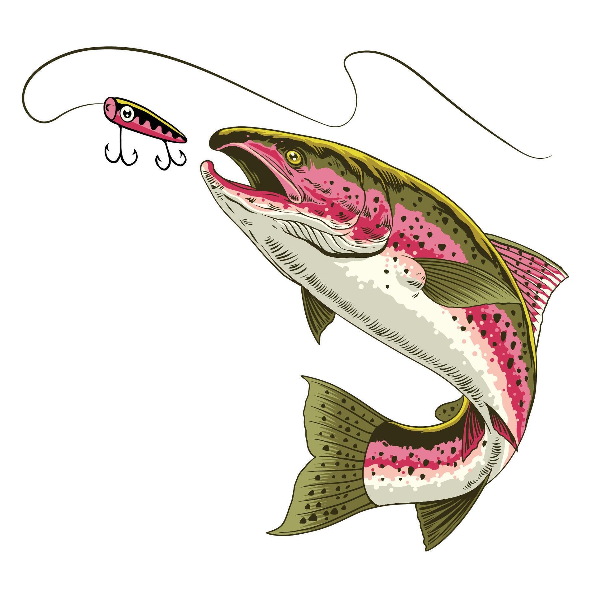 Rainbow Trout Fish Jumping Out Water Isolated 39412691 Vector Art at ...
