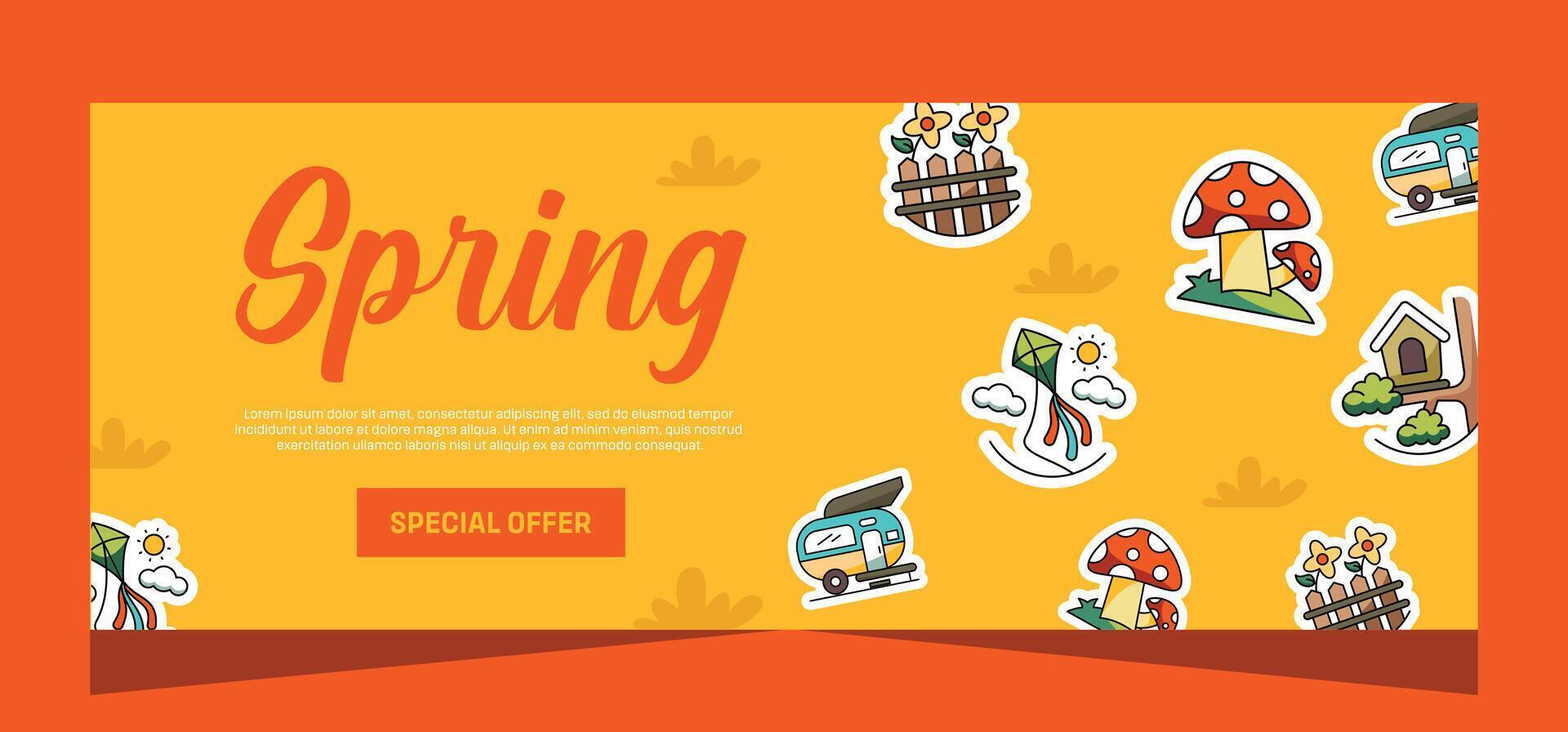 Spring horizontal template banner. Vector design 39432036 Vector Art at ...