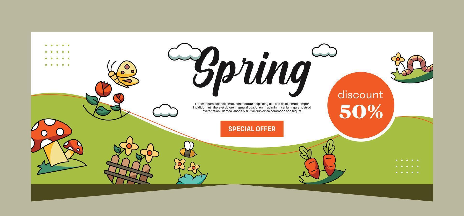 Horizontal spring banner template. Vector design 39433858 Vector Art at ... Horizontal spring banner template. Vector design 39433858 Vector Art at ...
