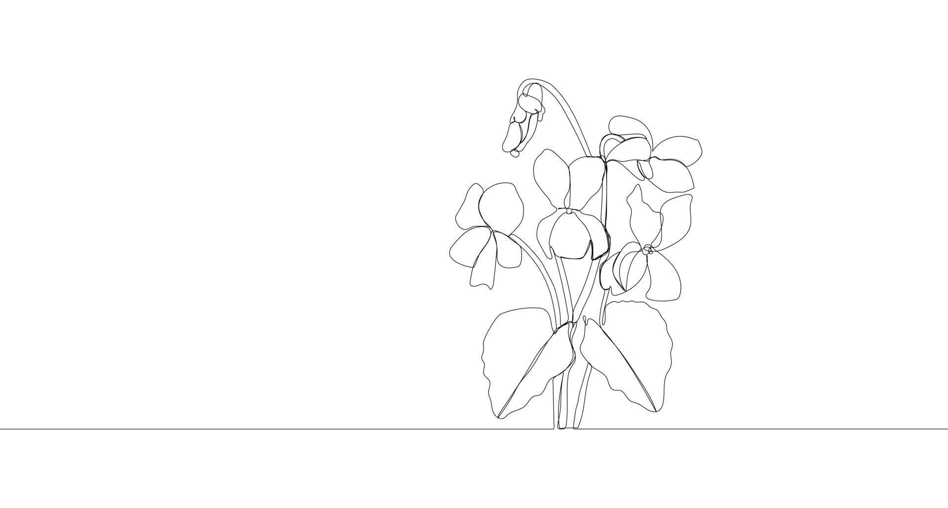 Single Continuous One Line Art Violet Single Line Border Concept Design Sketch Outline Drawing