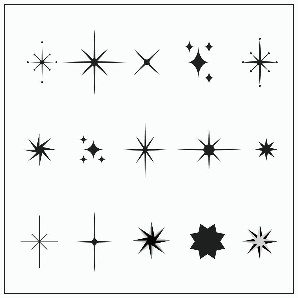 Star icons vector symbols isolated Retro futuristic sparkle icons collection sparkles icon set ...