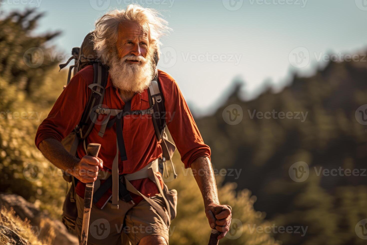 AI generated Adventurous Old man hiking. Generate Ai 39557277 Stock Photo at Vecteezy