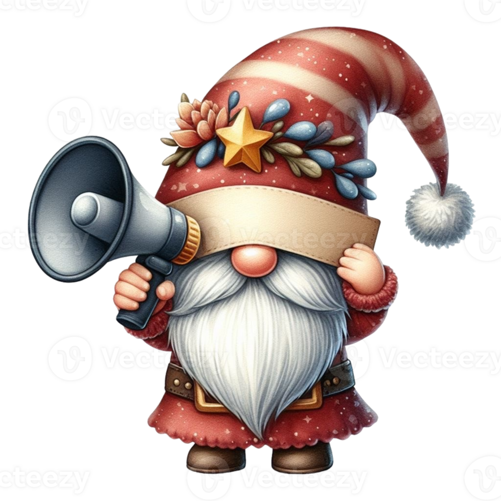 Ai Generated A Cartoon Gnome Holding A Megaphone 39557938 Png