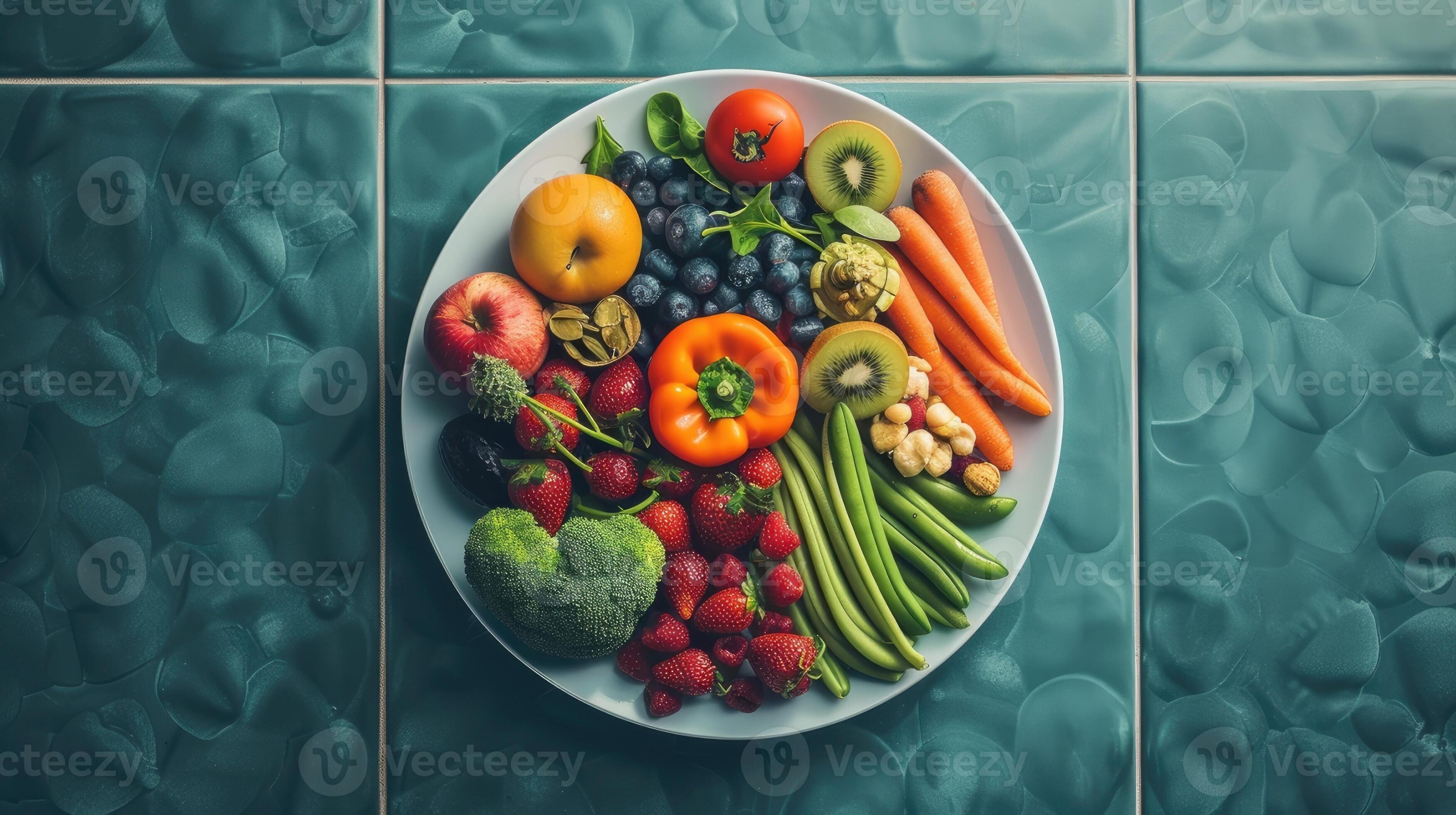 AI generated a plate divided into sections, a balanced diet that ... AI generated a plate divided into sections, a balanced diet that ...