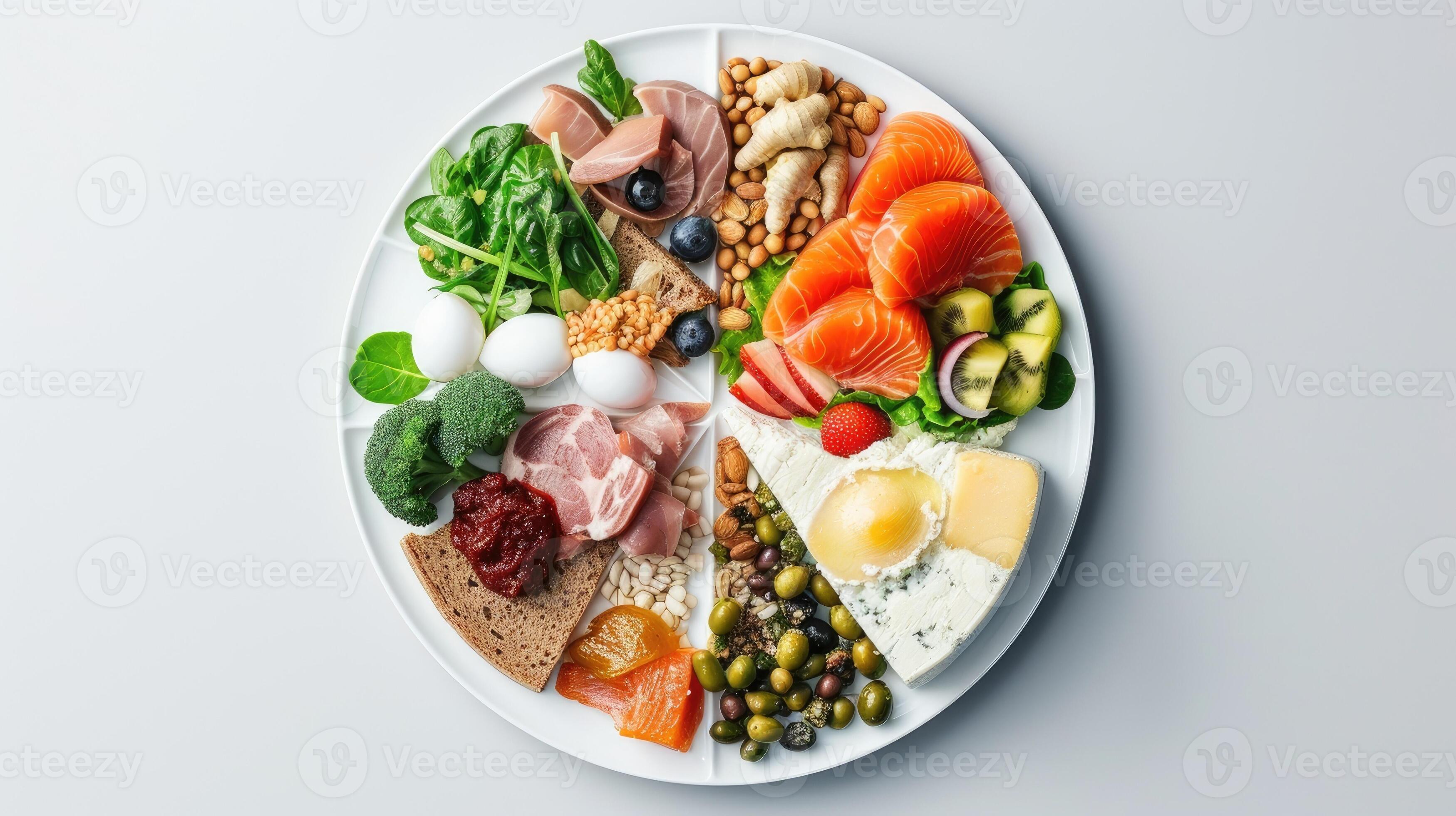 AI generated a plate divided into sections, a balanced diet that ... AI generated a plate divided into sections, a balanced diet that ...
