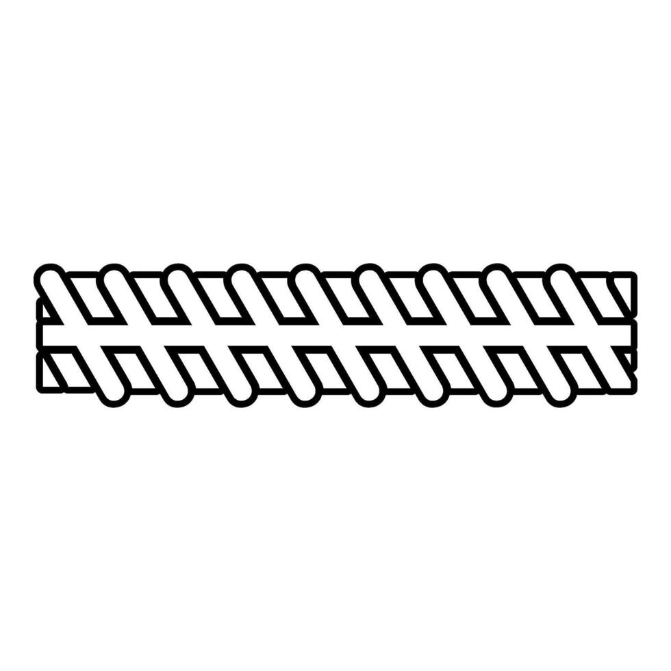 Rebar Reinforcement Contour Outline Line Icon Black Color Vector Illustration Image Thin Flat