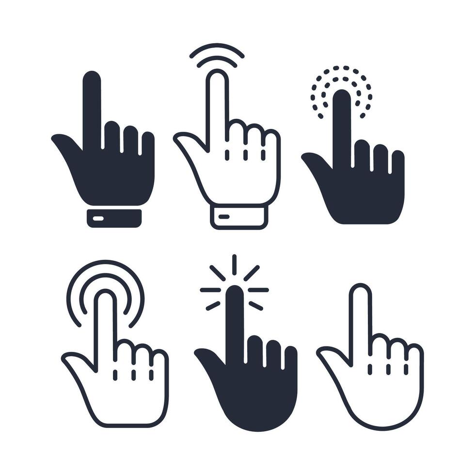 Mouse click cursor set. Pointer hand click. Vector stock illustration ...