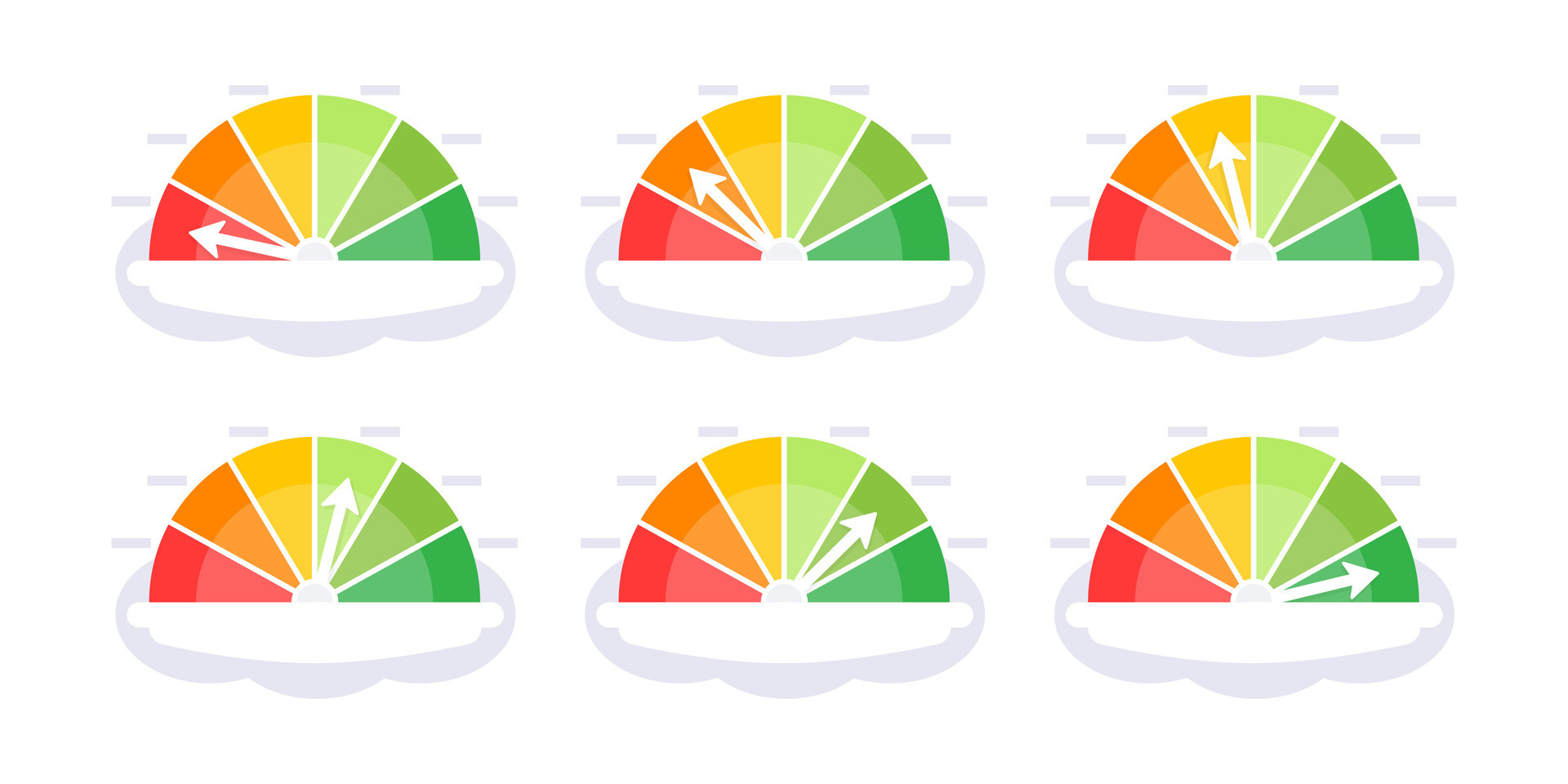 Speedometer Set Gauge Meter Speed Dial Indicator Scale Level Of Performance Score Progress