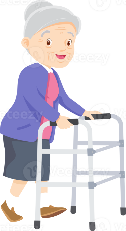 Grandmother And Walking Stick Character 39608619 Png