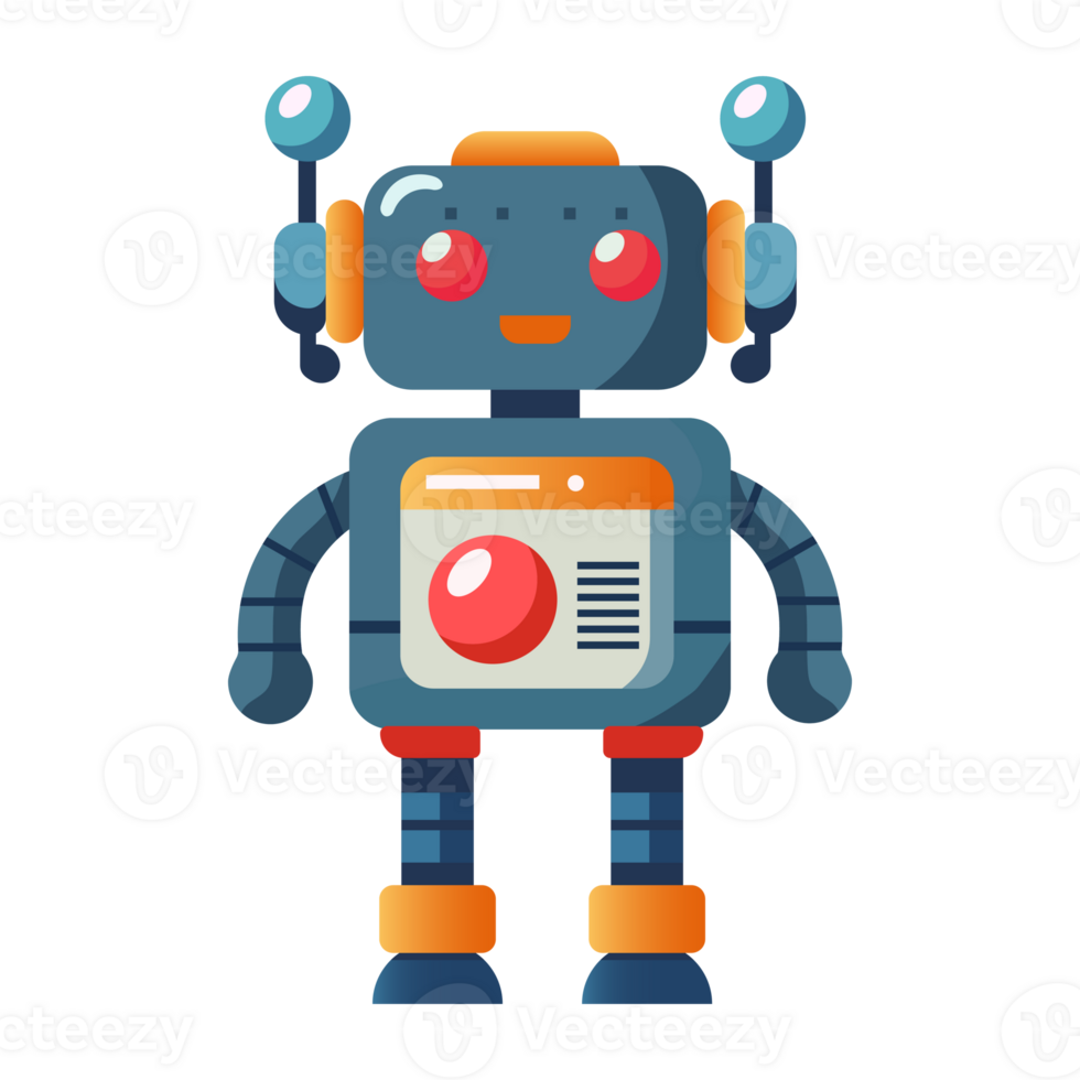 flat cute cartoon robot illustration, transparent background 39611644 PNG