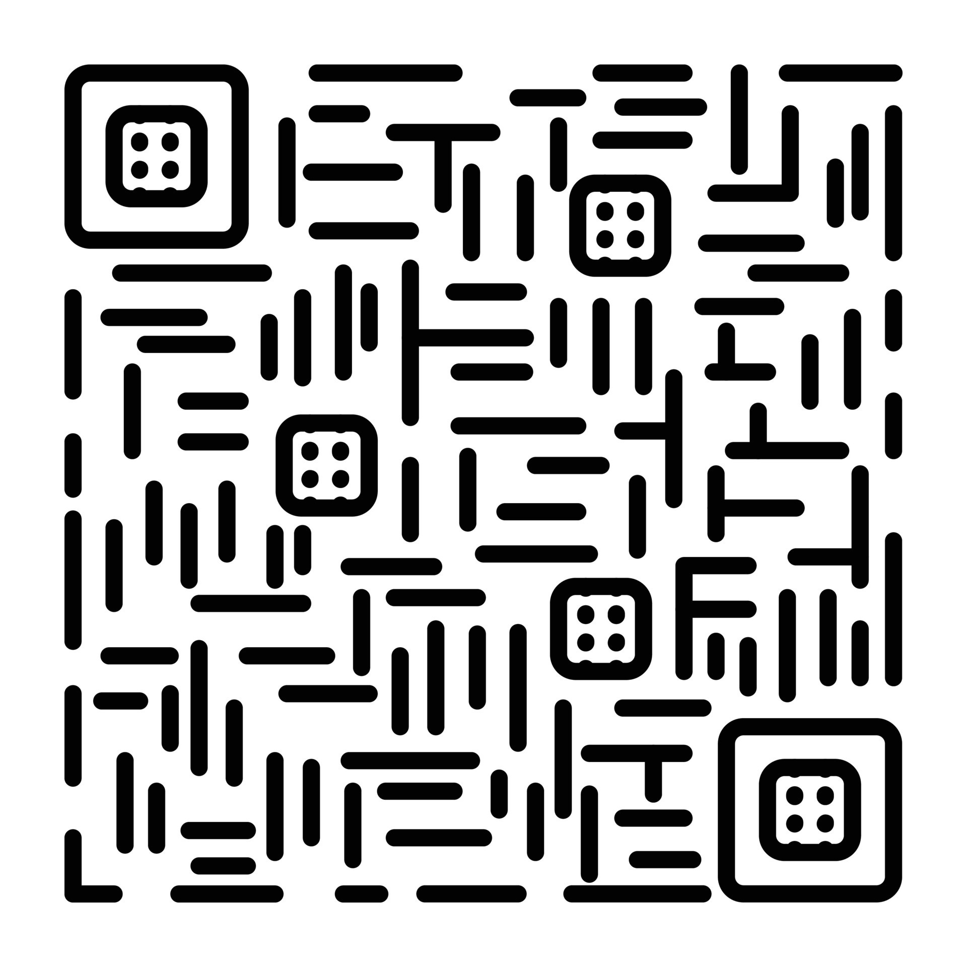 ejemplo de qr código, negro línea vector icono, móvil escáner ...