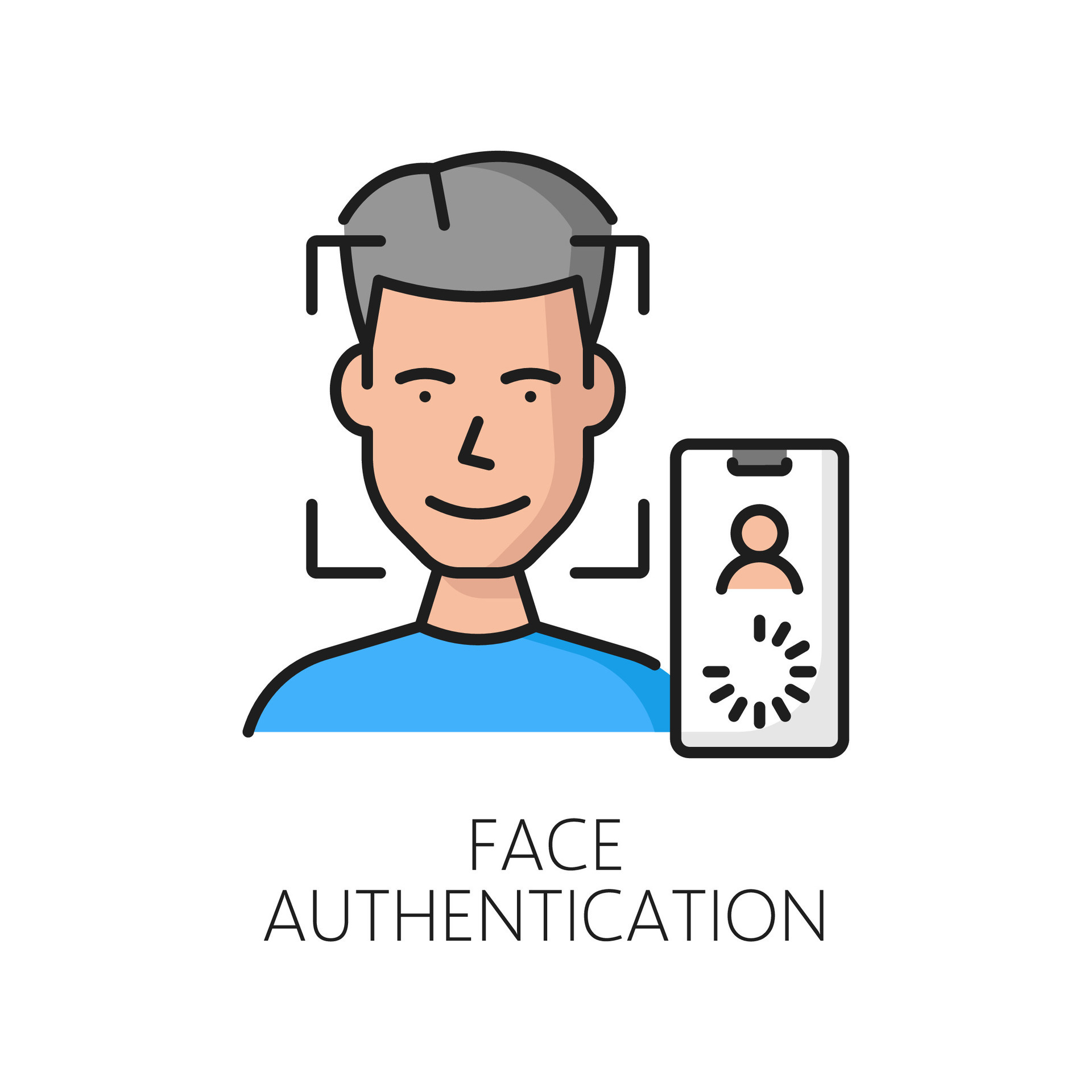 Face Authentication Icon Biometric Identification 39614931 Vector Art At Vecteezy