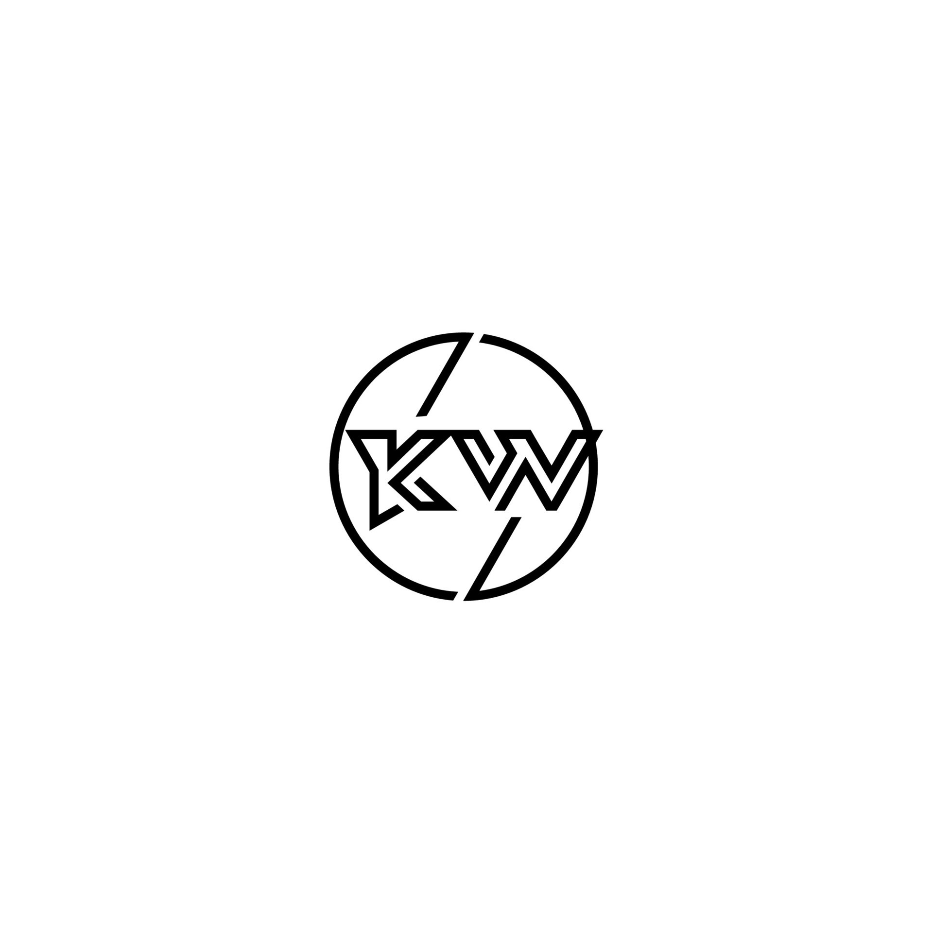 KW bold line concept in circle initial logo design in black isolated 39619313 Vector Art at Vecteezy