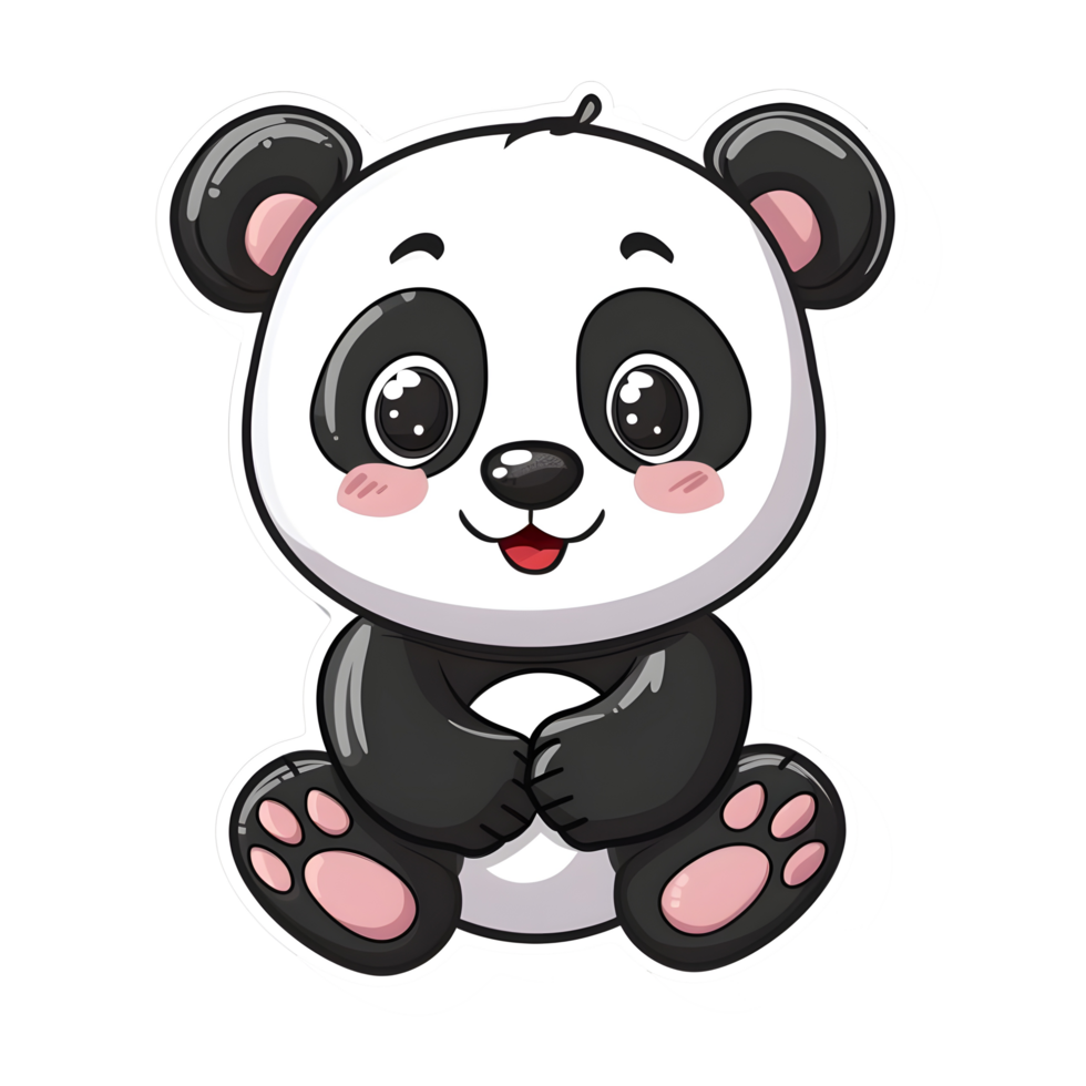 AI generated Cute panda with hearts sticker style on transparent ...