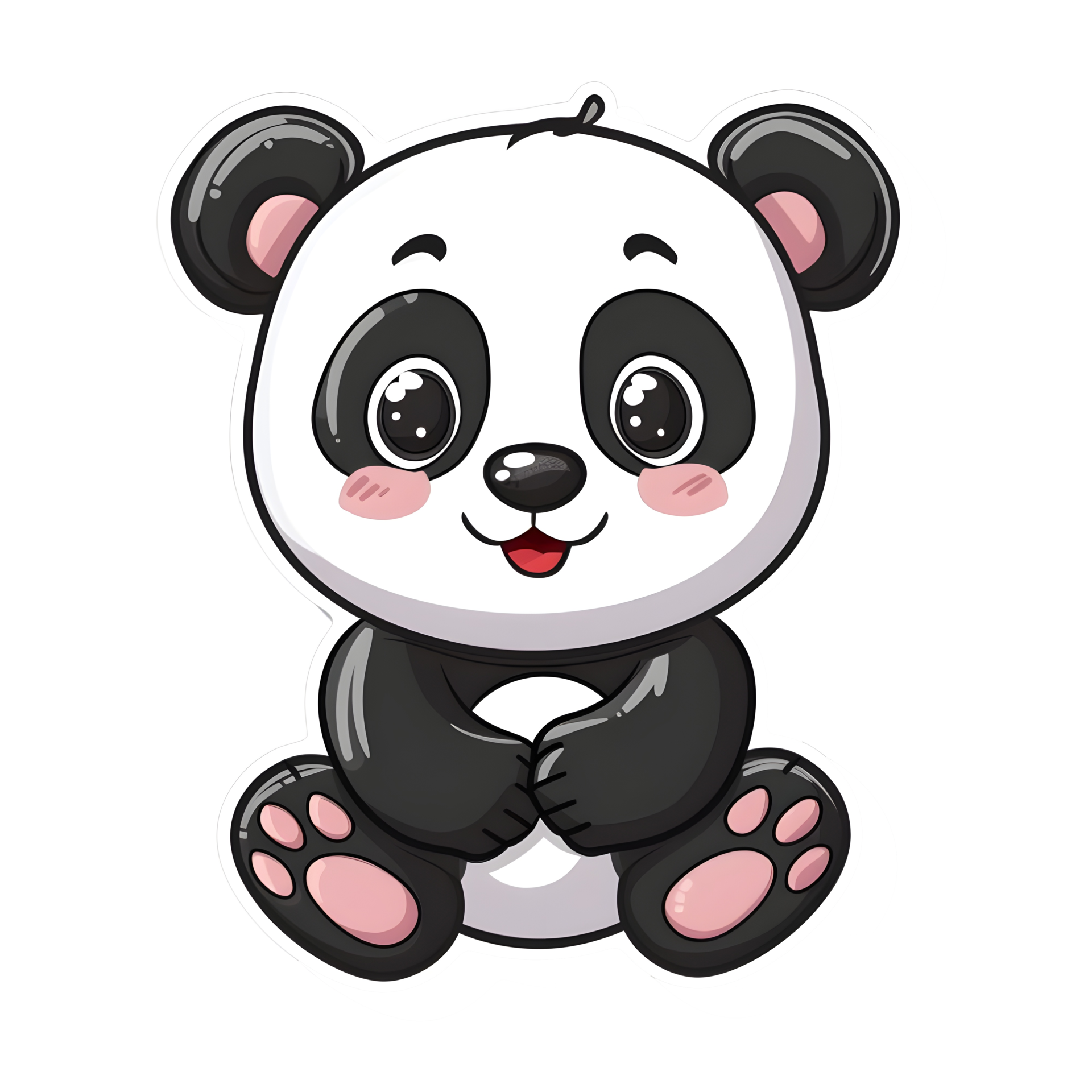 AI generated Cute panda with hearts sticker style on transparent ...