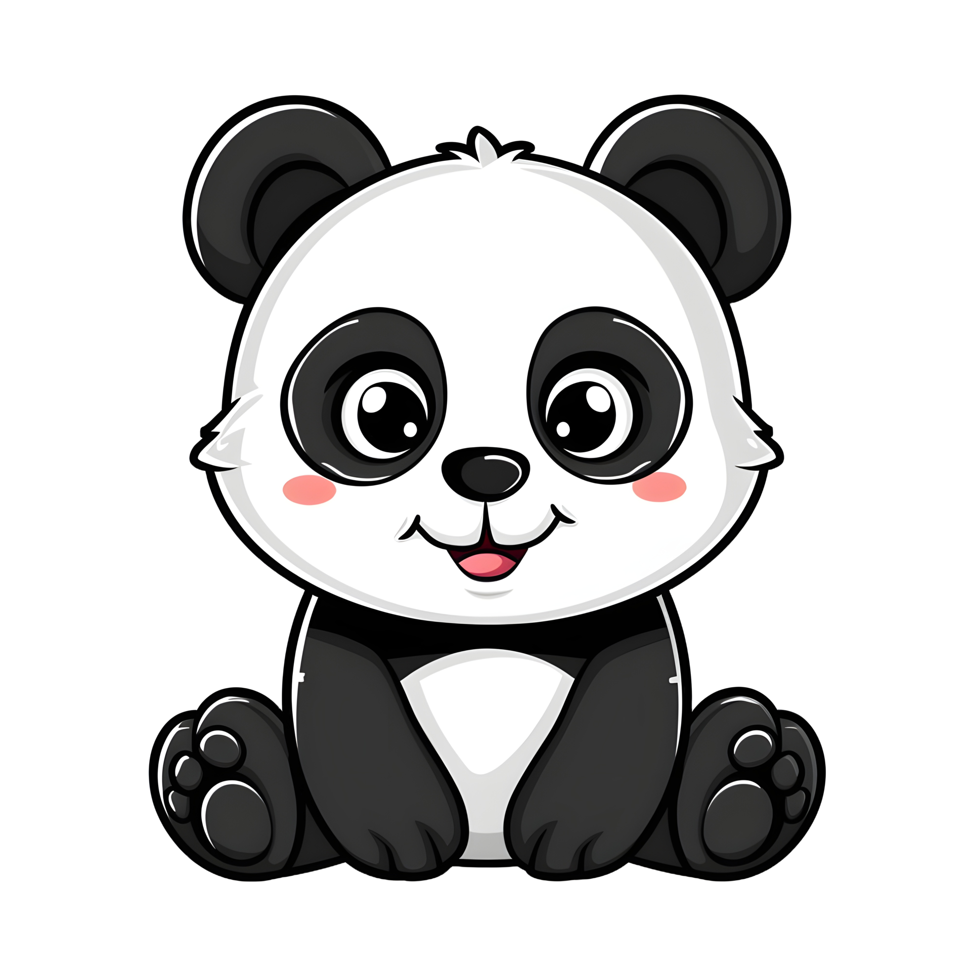 AI generated Cute panda with hearts sticker style on transparent ...