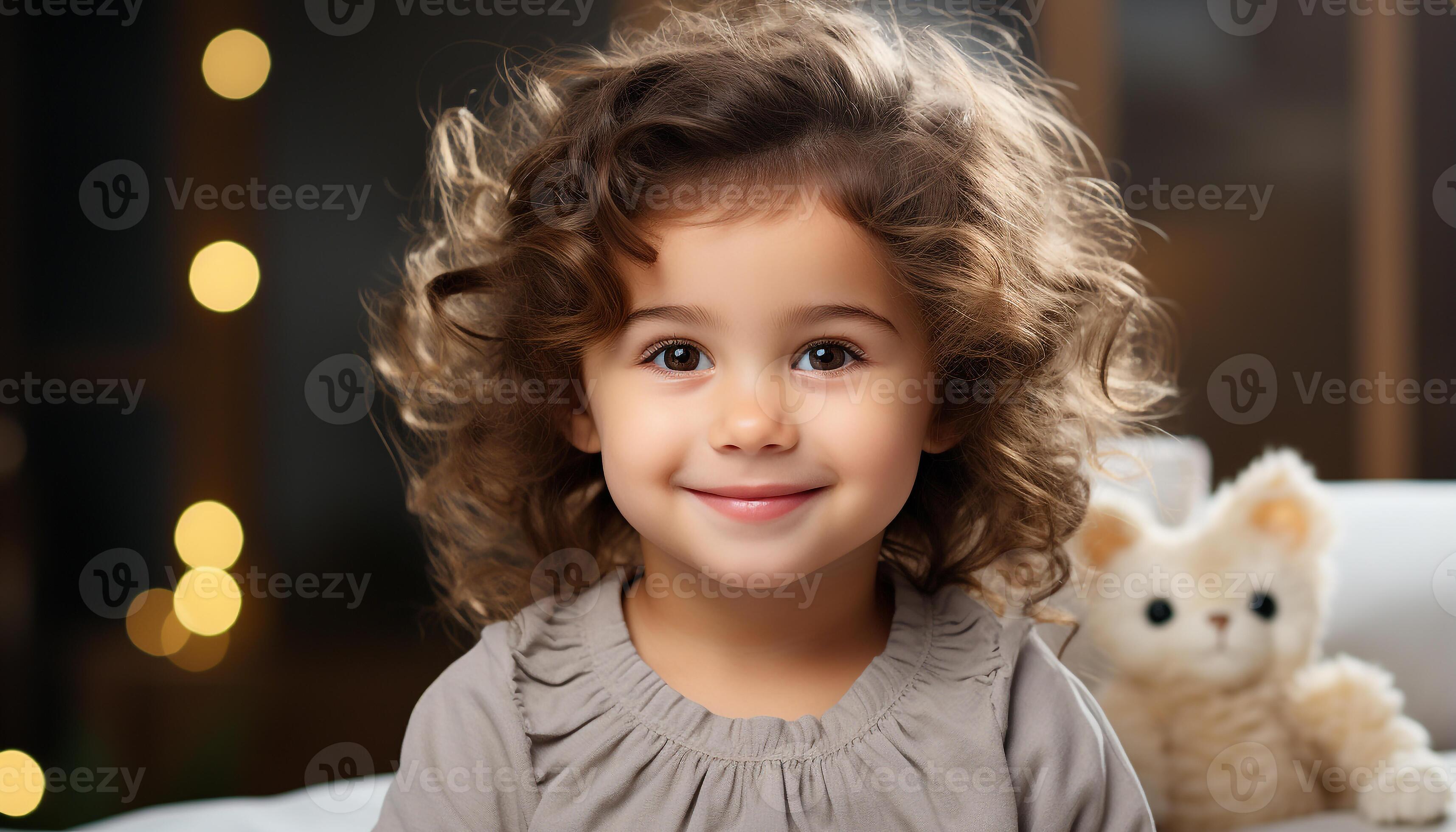 AI generated Smiling child, cute portrait, cheerful happiness, joyful ...