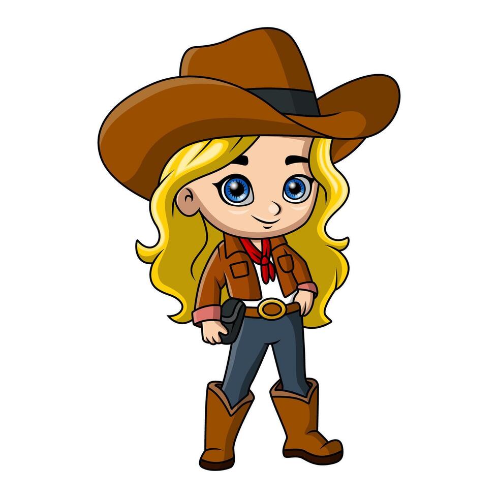Cute Cowgirl Cartoon On White Background 39629617 Vector Art At Vecteezy