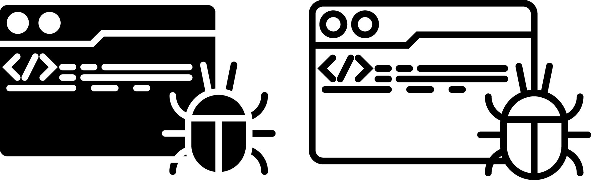 program bug icon, sign, or symbol in glyph and line style isolated on transparent background ...