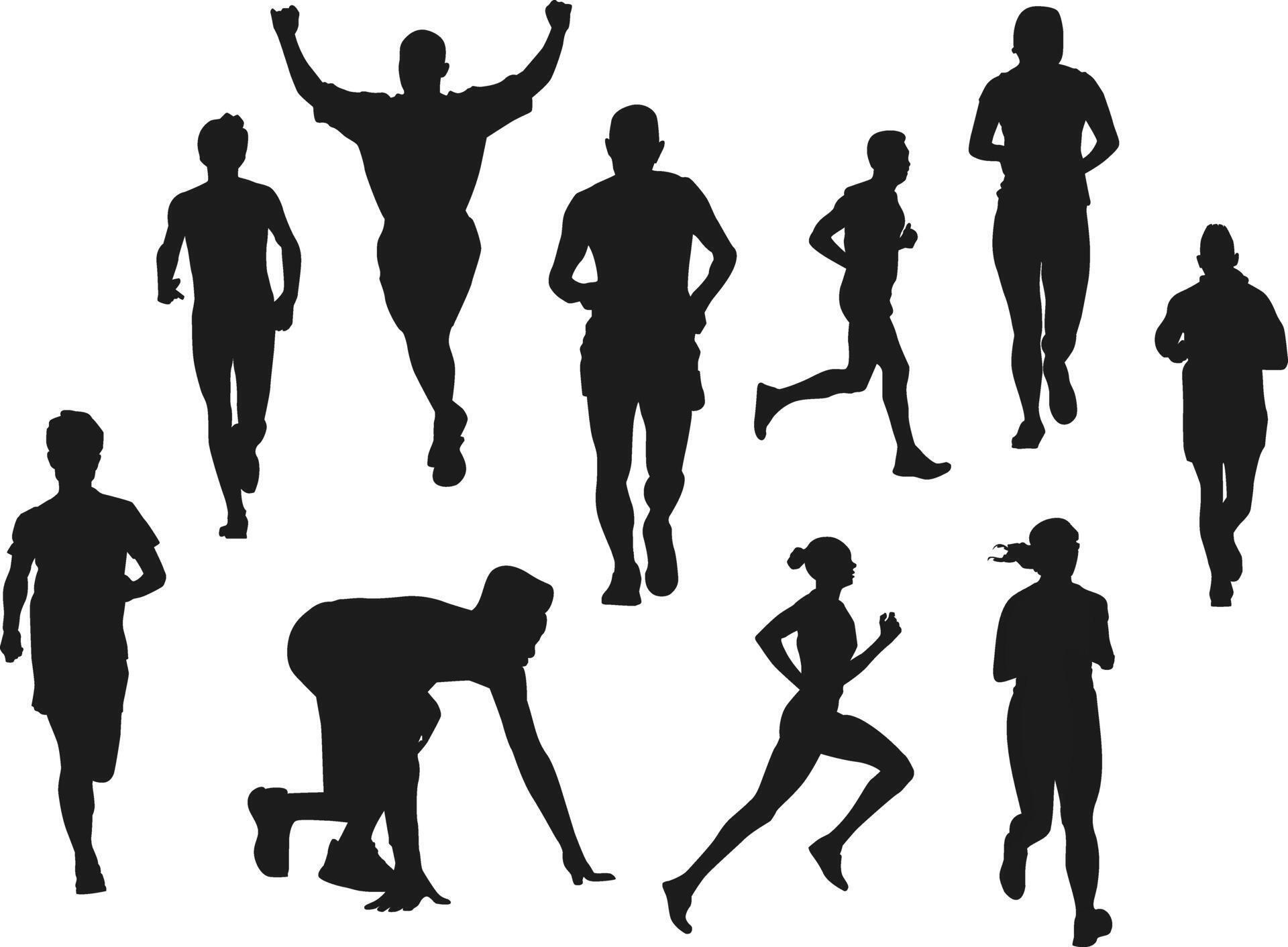 Set Of Run Silhouette Man And Women Running Runner Silhouettes Collection 39630785 Vector Art