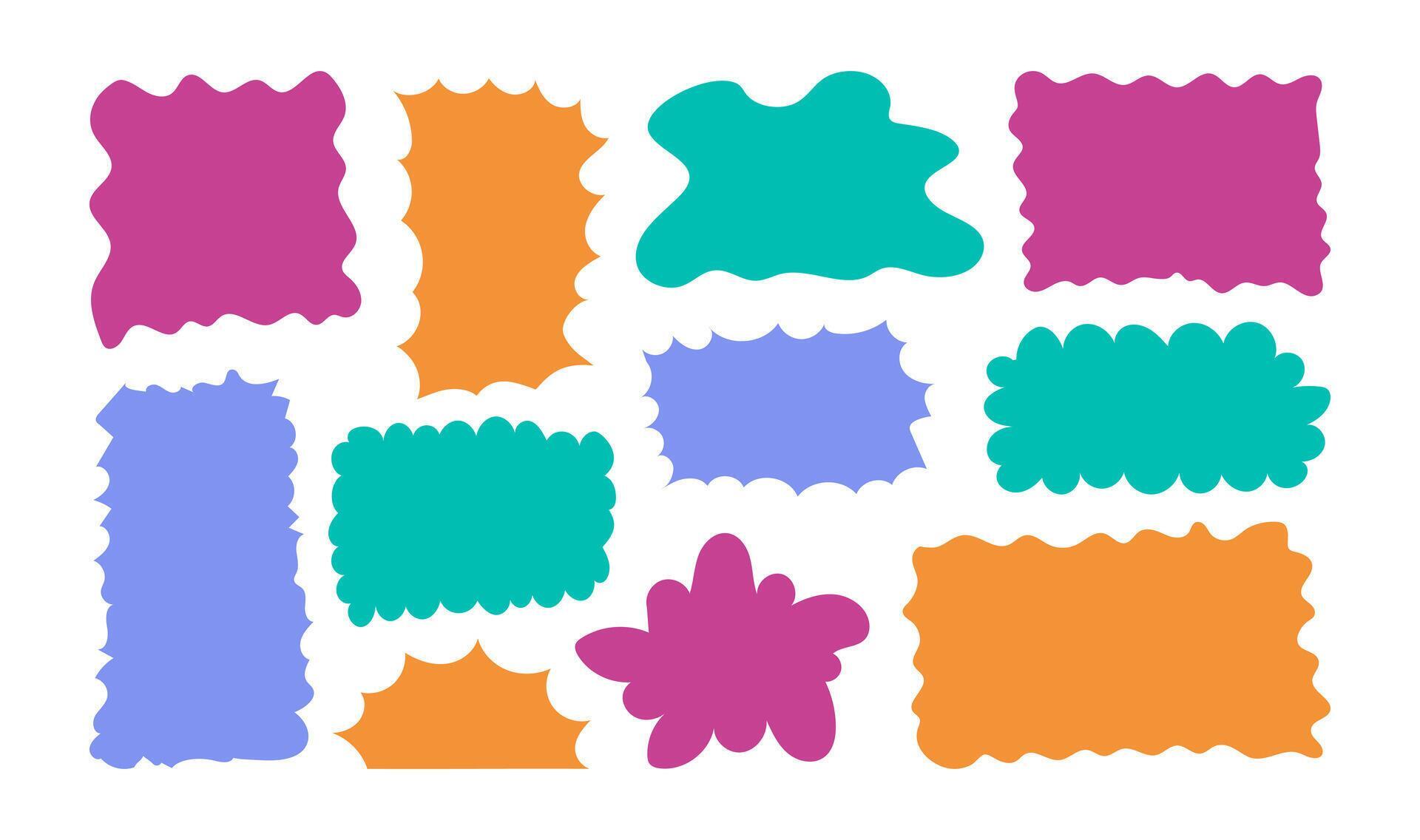 Hand drawn multicolored bright Textbox set. Blank quote Frames template ...