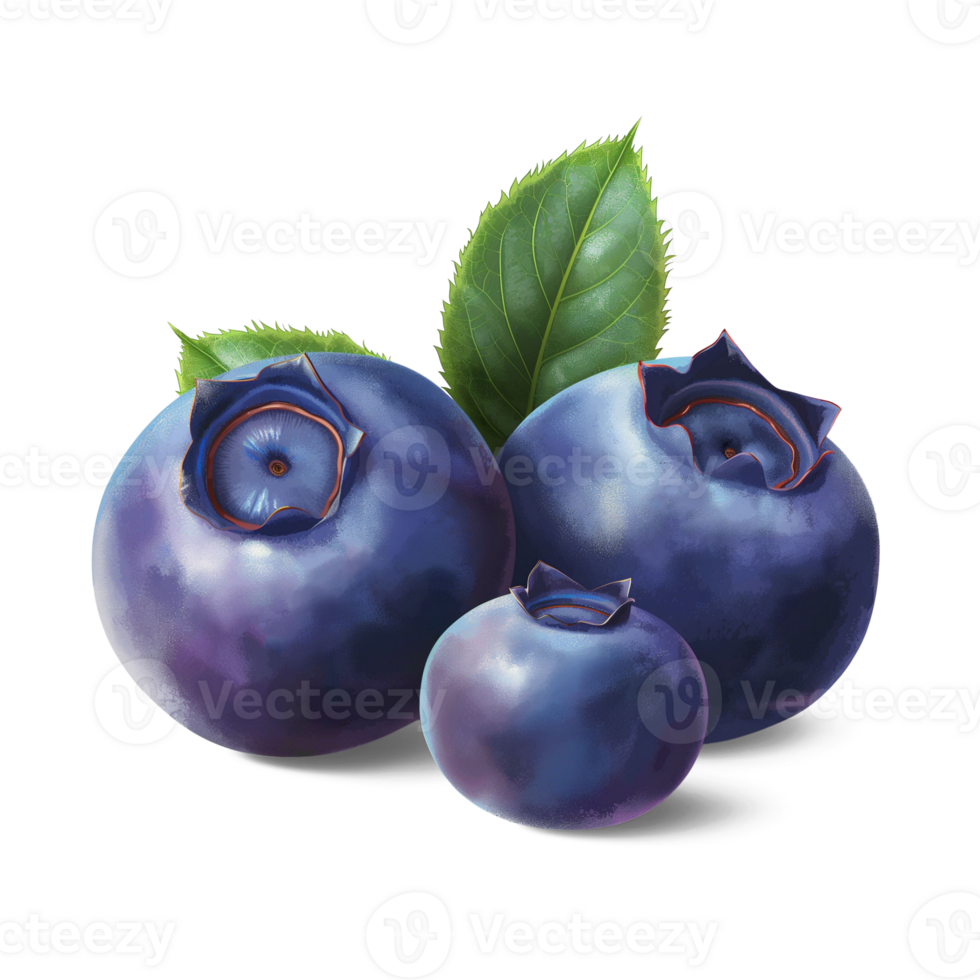 AI generated Blueberries pile with Blueberry leaves on the floor ...