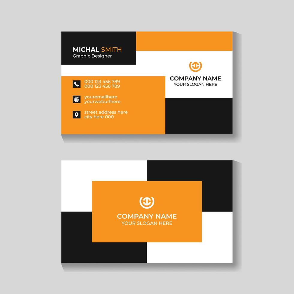 Creative Modern Clean Yellow And Black Business Card Design Template