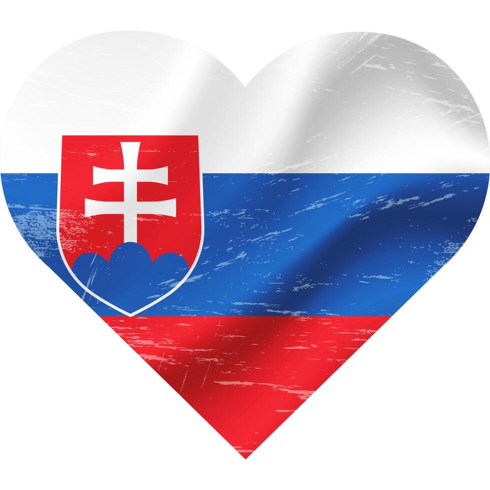 Slovakia Flag In Heart Shape Grunge Vintage Slovakia Flag Heart