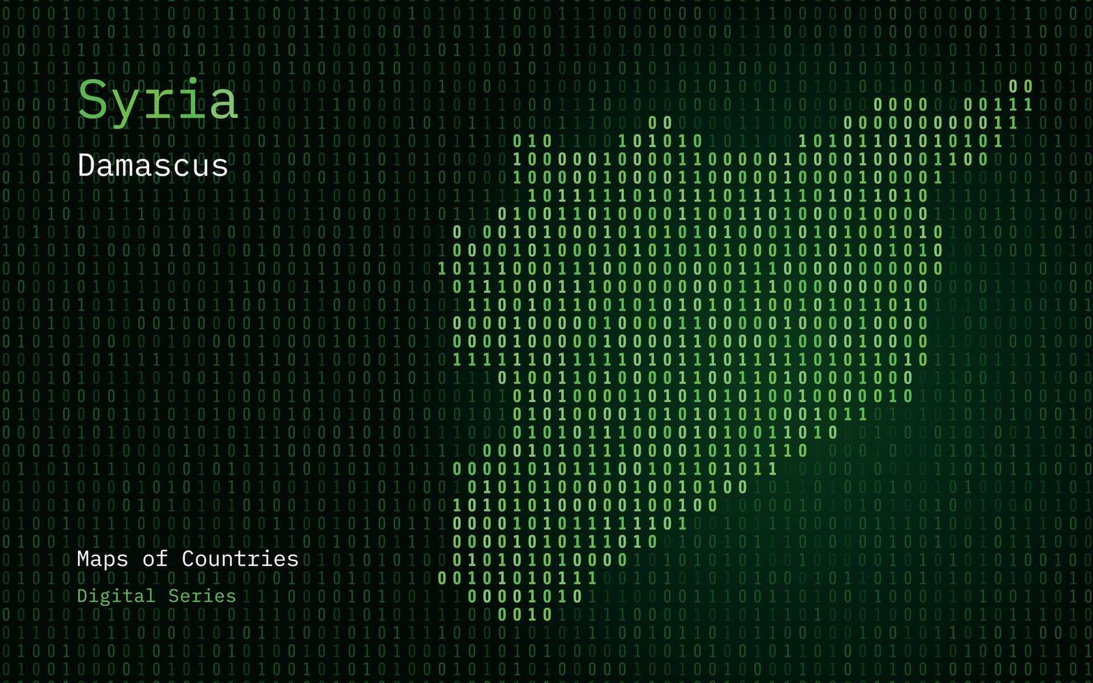 Syria Map Shown in Binary Code Pattern. TSMC. Blue Matrix numbers, zero, one. World Countries ...