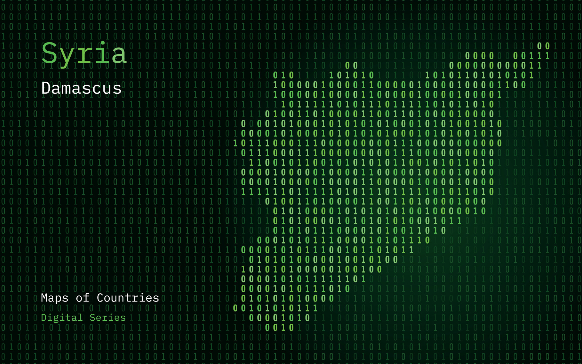 Syria Map Shown in Binary Code Pattern. TSMC. Blue Matrix numbers, zero ...