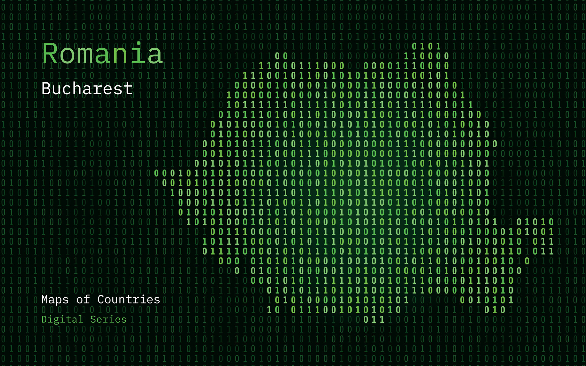 Romania Map Shown In Binary Code Pattern Matrix Numbers Zero One 6318
