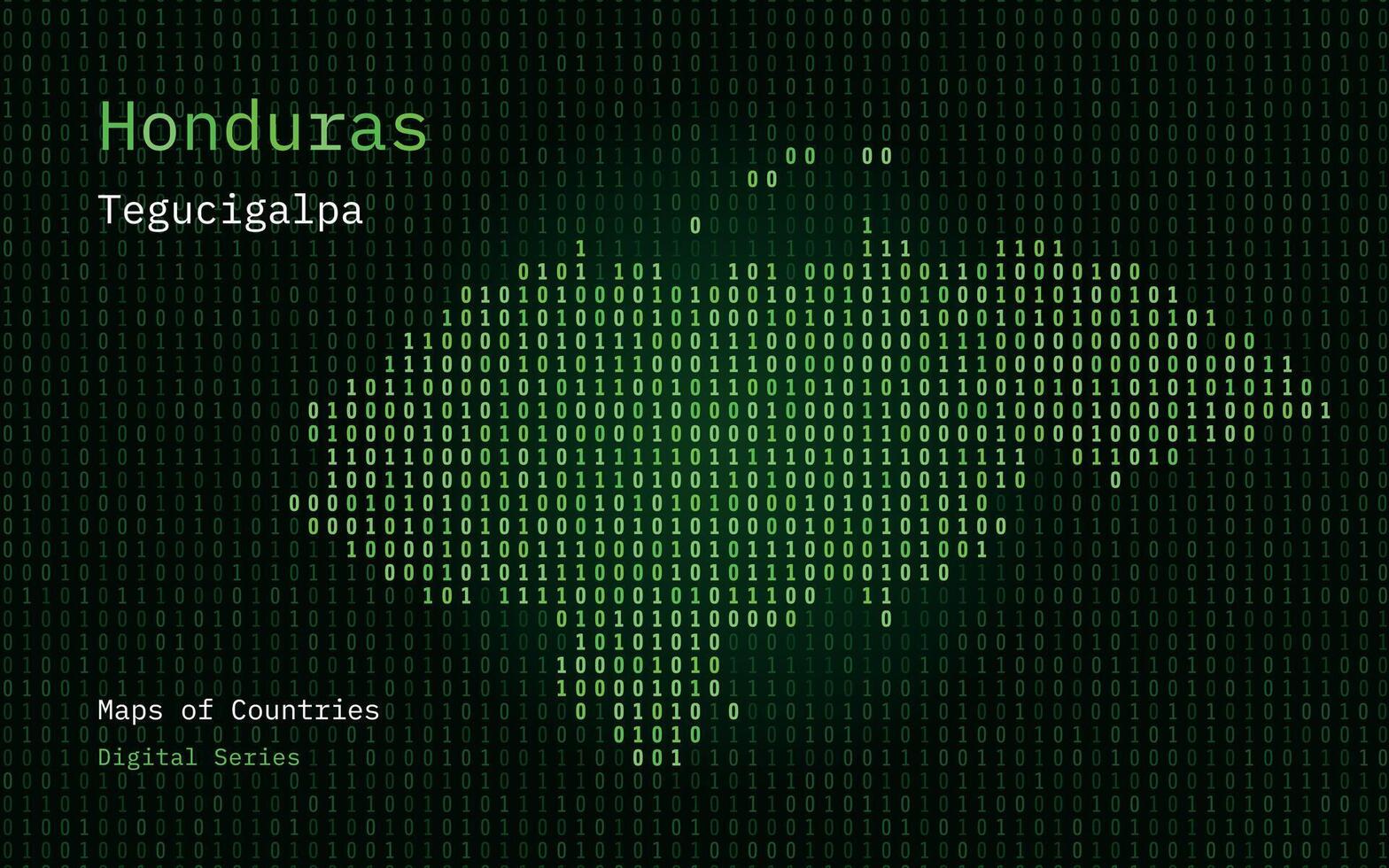 Honduras Map Shown In Binary Code Pattern Matrix Numbers Zero One World Countries Vector