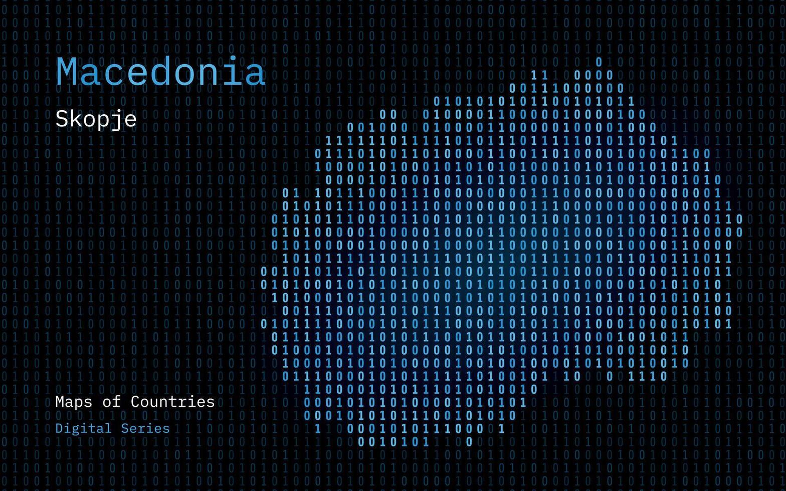 Macedonia Map Shown In Binary Code Pattern Matrix Numbers Zero One