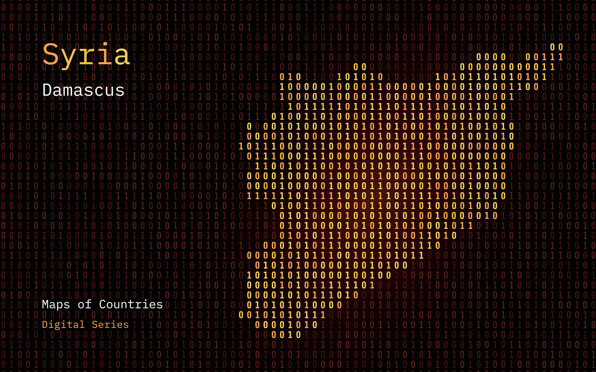 Syria Map Shown in Binary Code Pattern. TSMC. Blue Matrix numbers, zero, one. World Countries ...