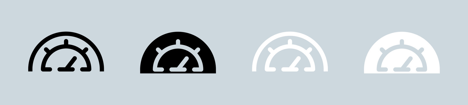 Speedometer Icon Set In Black And White Speed Indicator Signs Vector