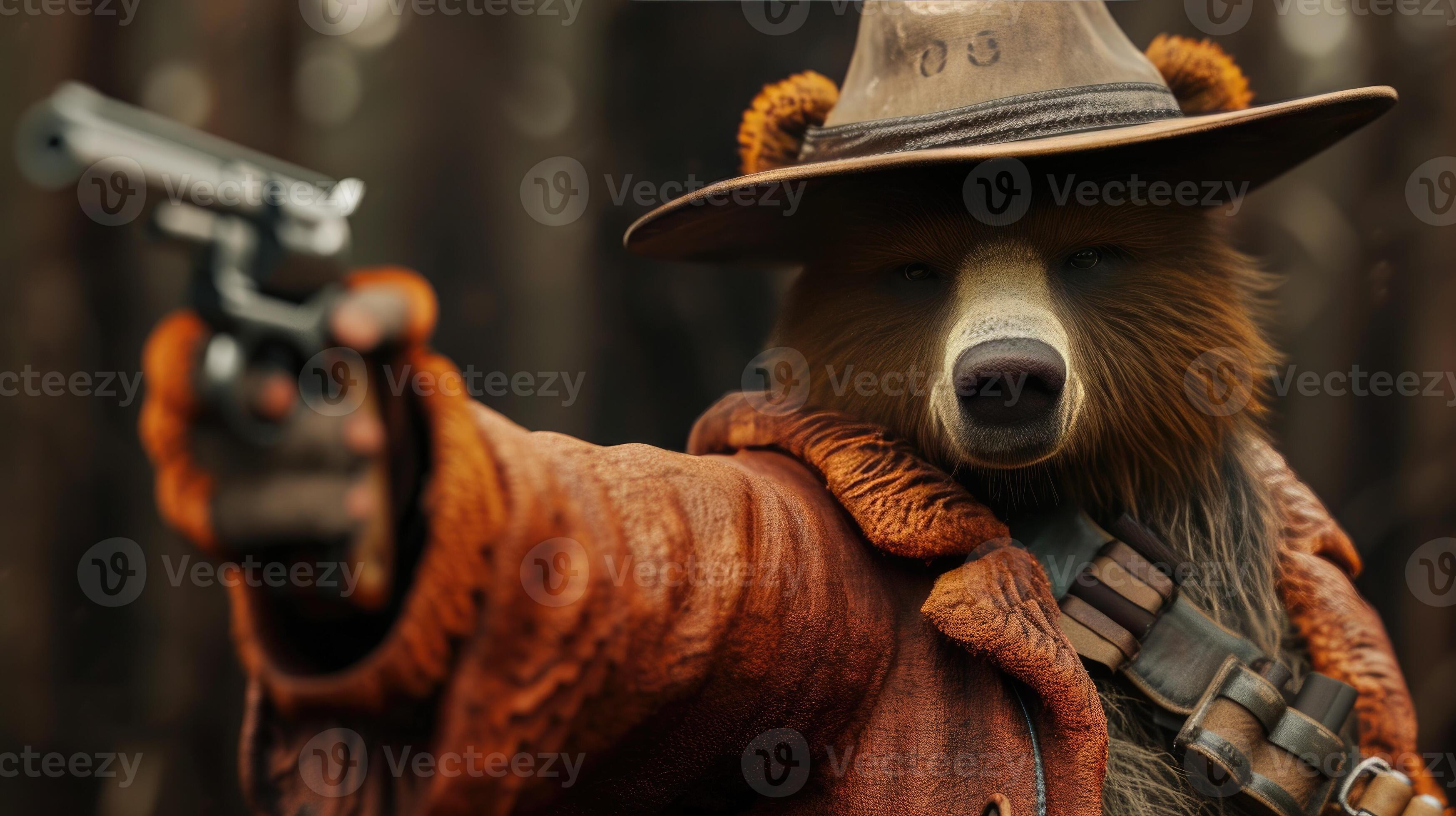 AI generated A bear in a hat with a surprising gun twist. Ai Generated ... AI generated A bear in a hat with a surprising gun twist. Ai Generated ...