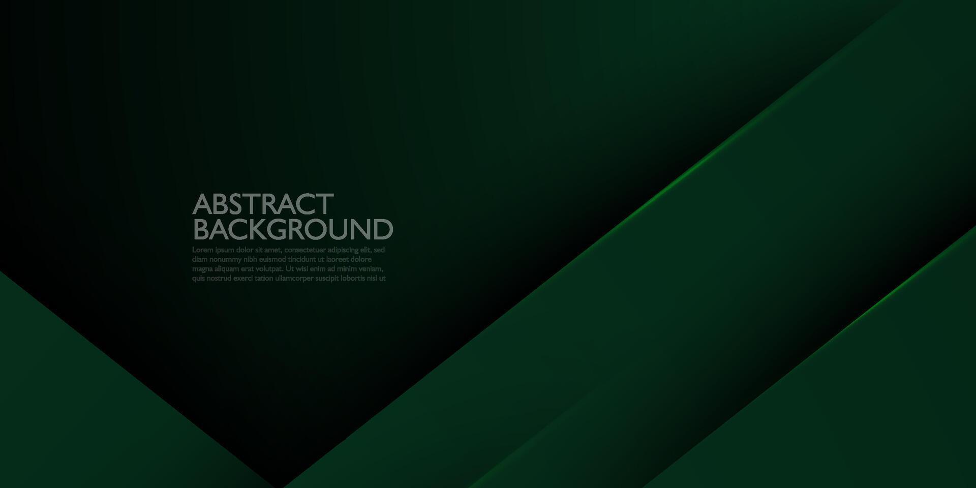 Abstract futuristic dark green background template vector with overlap shadow and lights. Green ...