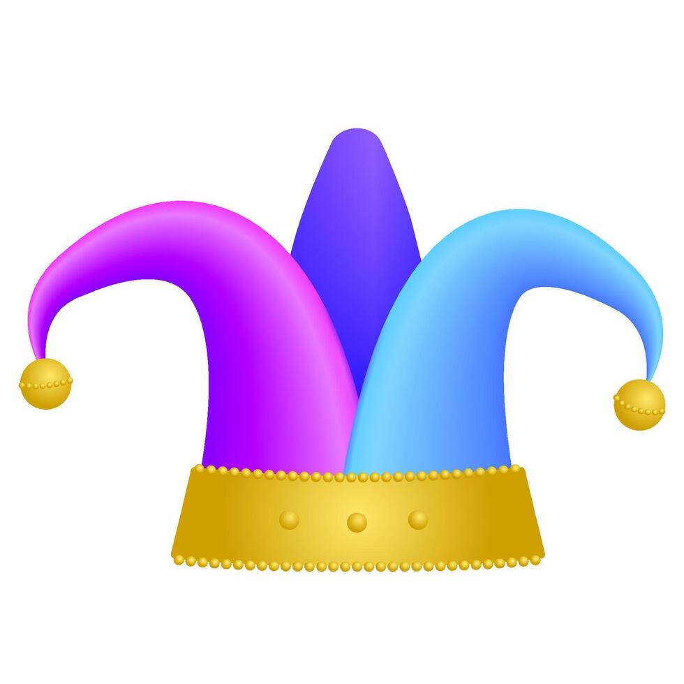 Jester hat, Cap with bells. 1 April Fools Day concept. Isolated vector ...