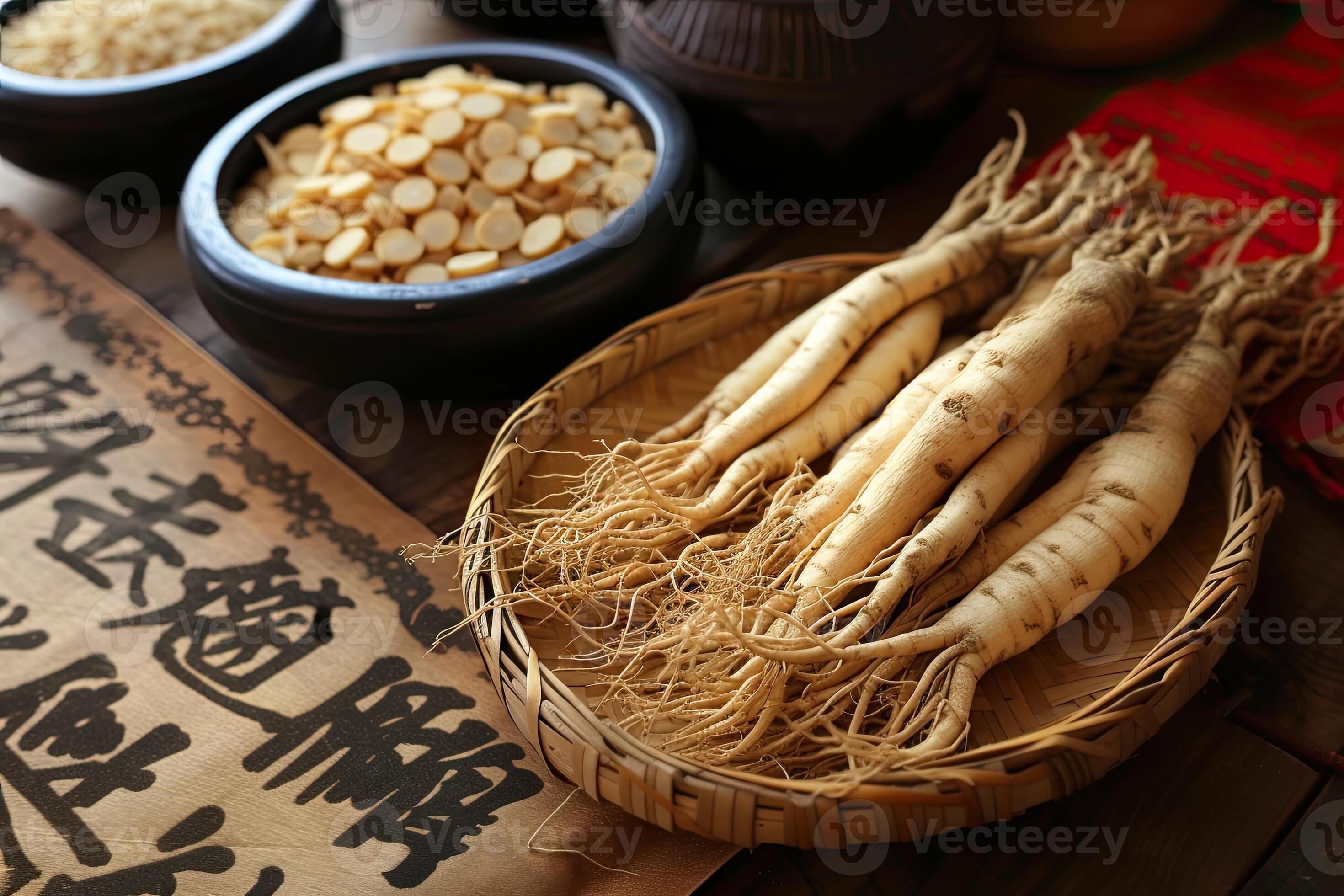 AI generated Wild ginseng roots plant, chinese herbal pharmacy 39669324 Stock Photo at Vecteezy