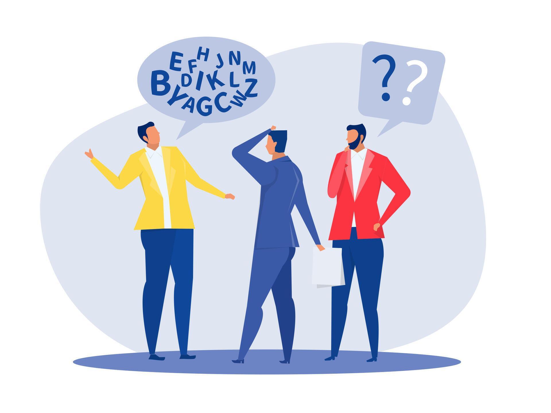 jargon words in speech communicate with technical word ,businessman ...