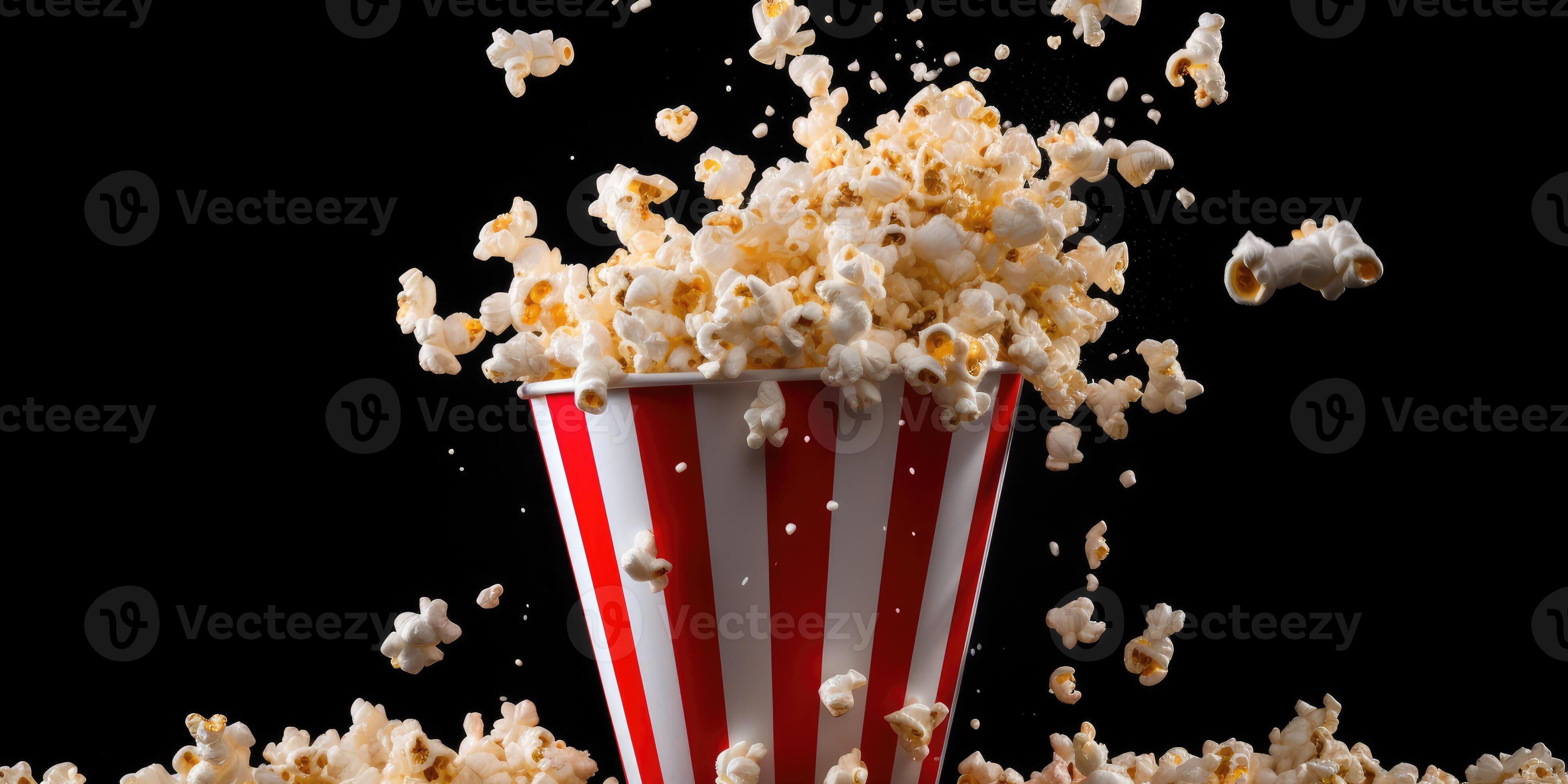 AI Generated Popcorn Exploding Inside the Striped Cardboard Bucket on ...