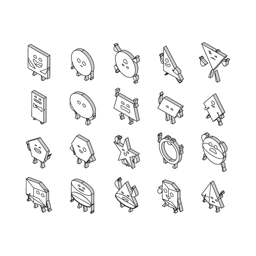 Geometric Shape Character Isometric Icons Set Vector 39836886 Vector