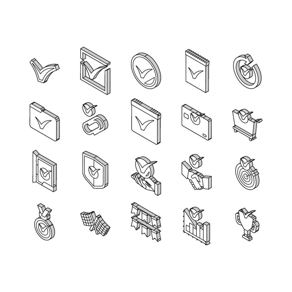 Check Mark Tick Ok Isometric Icons Set Vector 39840484 Vector Art At