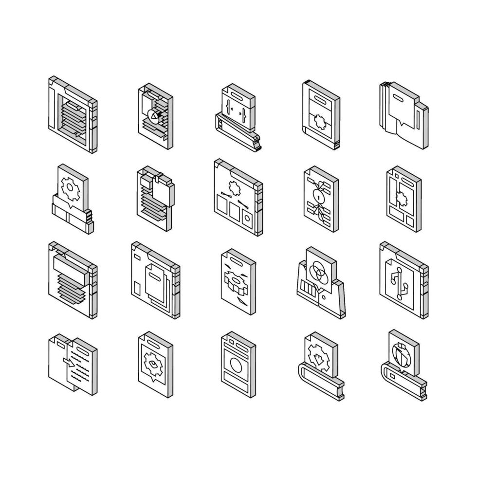 Technical Writer Doc Isometric Icons Set Vector 39840511 Vector Art At