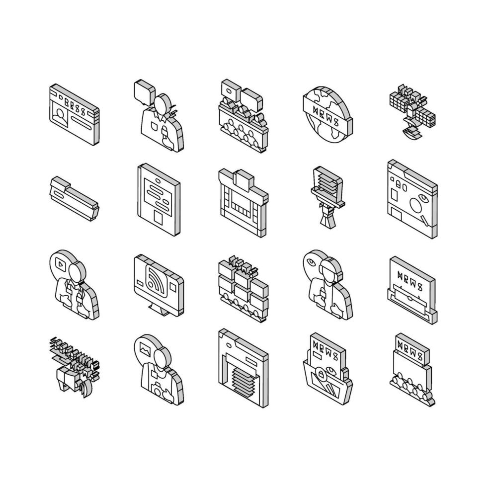 News Business Communication Isometric Icons Set Vector 39840545 Vector