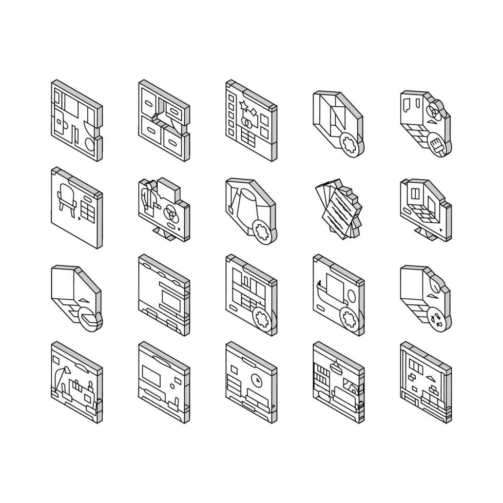Interior Designer Office Isometric Icons Set Vector 39841390 Vector Art At Vecteezy